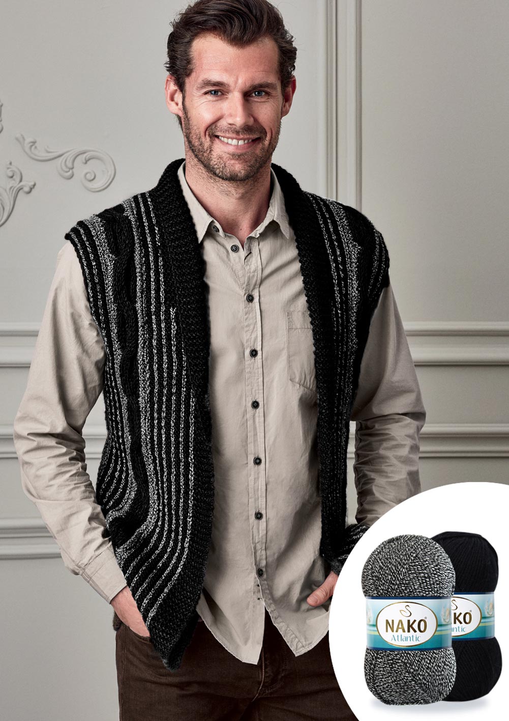 Men's Cable Knit Sleeveless Cardigan Pattern - Free | Knitting patterns ...